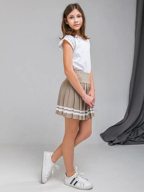 Юбка школьная ART KNIT Плиссе 26521 128-134 см Бежевая (4823093439962 ...