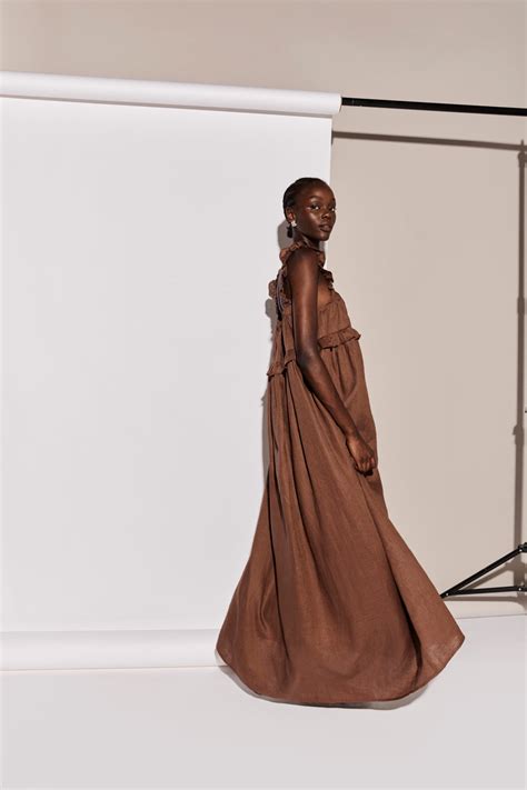 Rossana Linen Maxi Dress Chocolate – VRG GRL