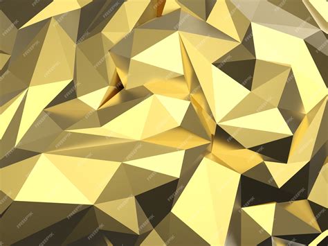 3d рендеринг золотой низкий многоугольник абстрактный фон | Премиум Фото