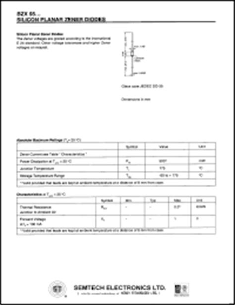 Semtech Corp. BZX55 Series Datasheets. BZX55/C10, BZX55/C7V5, BZX55/C51 ...