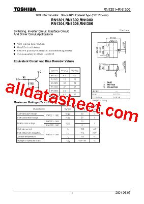RN1303 Datasheet(PDF) - Toshiba Semiconductor