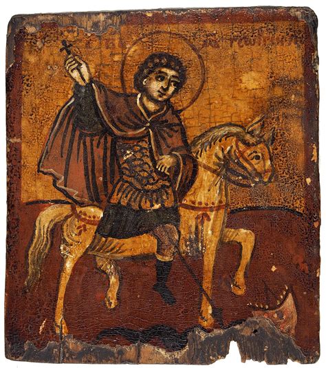 Икона «Георгий Победоносец». Русский Север. XIX век. Дерево, левкас ...