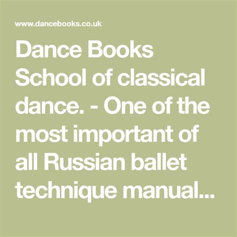 Dance Books School of classical dance. - One of the most important of ...