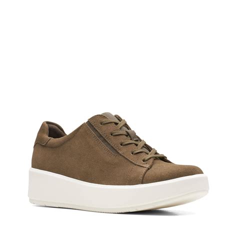 Купить Женские кеды Clarks, цвет оливковый, Модель: Layton Lace, арт ...