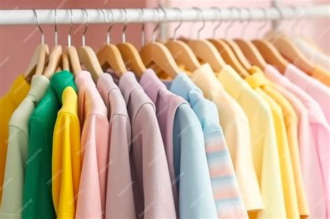 Красочная одежда на вешалке для одежды пастельно-красочный шкаф в ...