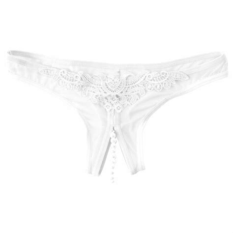 Damen Sheer Mesh Ouvert-Slip mit Perlen im Schritt G-string Tanga ...