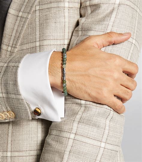 Tateossian TAT BRACELET BEADED MOSS AGATE | Harrods AU