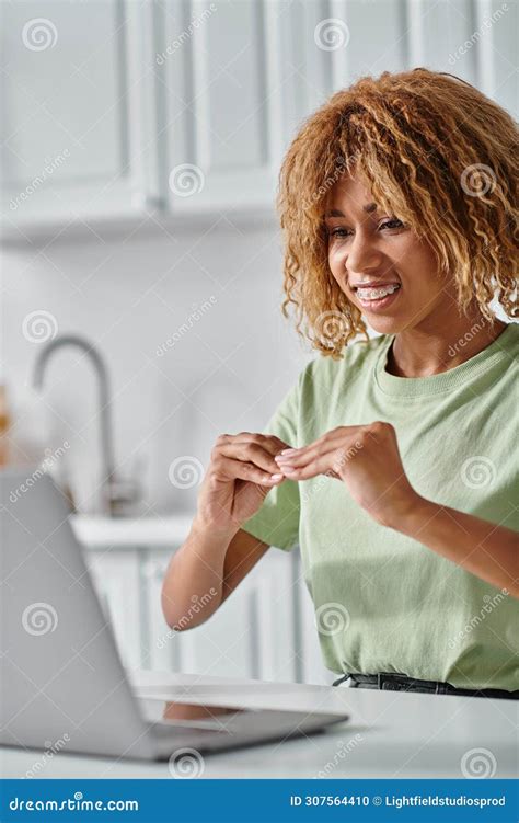 Happy African American Woman in Braces Stock Photo - Image of digital ...