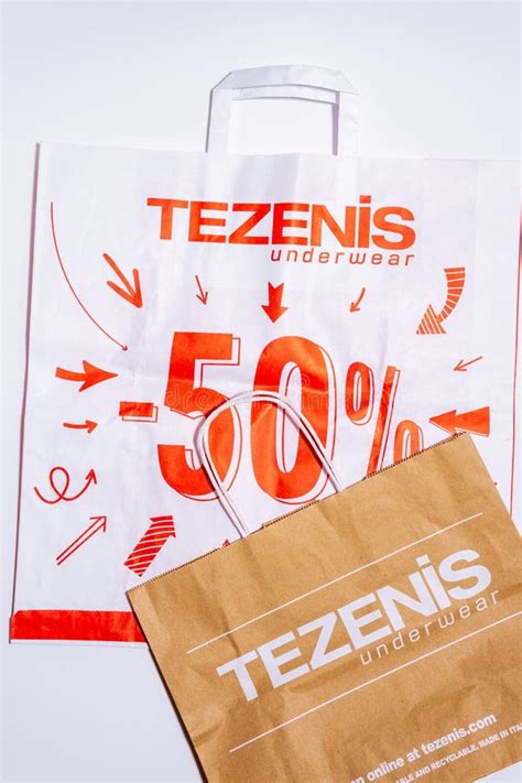 Tyumen, Russia-August 01, 2020: Shopping Bags, Top View. Tezenis Logo ...