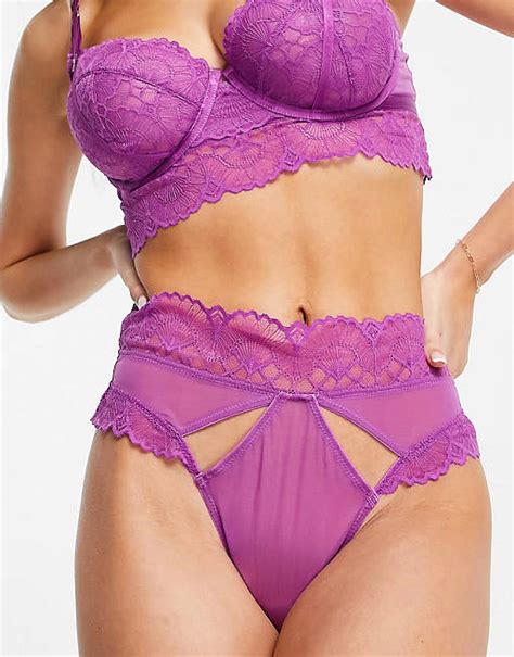 Wolf & Whistle Exclusive lace lingerie set in mauve | ASOS