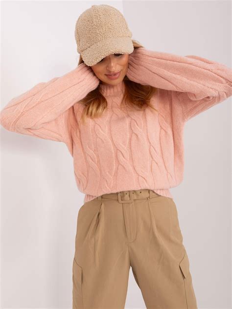 Sweter-AT-SW-0146.10P-brzoskwiniowy : Kolor - Brzoskwiniowy, Rozmiar ...