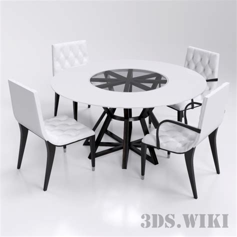 Обеденный круглый стол со стульями - Скачать 3D-модель (1134 ...