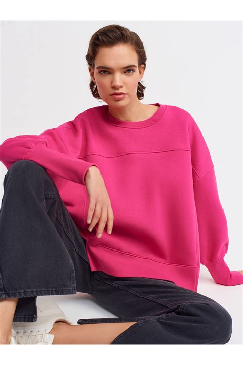 Dilvin 40111 Oversize Sweatshırt-fuşya - Fiyatı, Yorumları