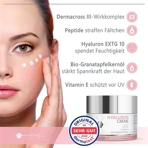 Vegan anti-aging hyaluronic cream 50 ml with 3 high-dose hyaluronic ...