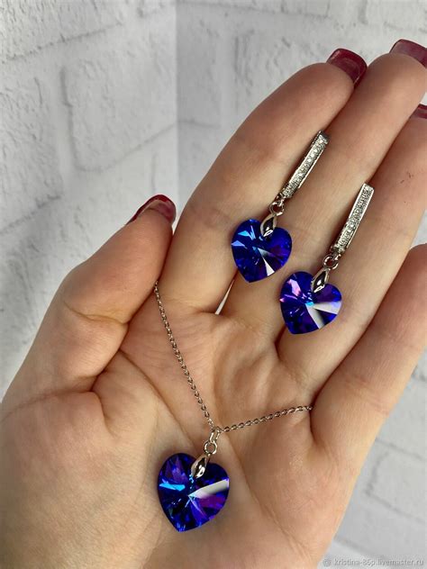 Комплект серьги и подвеска с оригинальными элементами Swarovski в ...