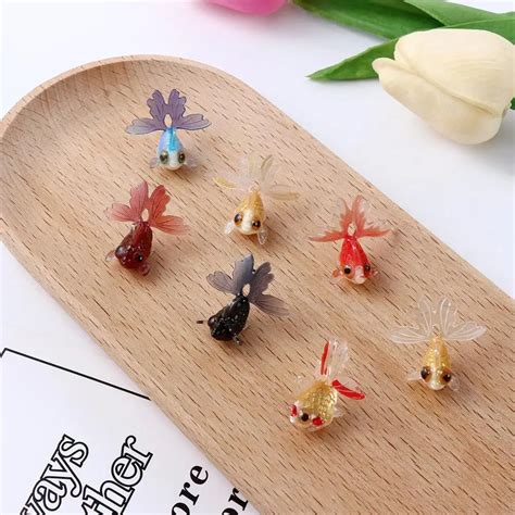 Мини-фигурка золотой рыбки из акрила | AliExpress