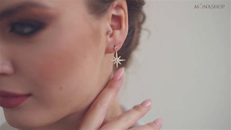 Серьги непарные «Звезда и Полумесяц» с белыми жемчужинами и фианитами ...
