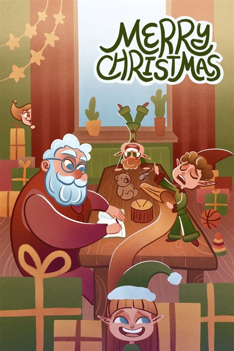 Иллюстрация Домик Санты в стиле 2d, детский, книжная графика