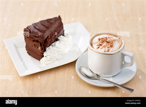 Cappuccino & Chocolate Cake Stock Photo - Alamy