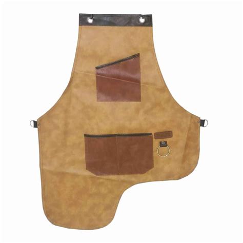Unisex Brown Leather Barista Uniform Apron - ShopiPersia