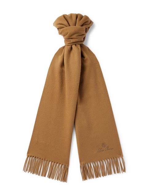 Loro Piana - Logo-Embroidered Fringed Brushed Cashmere Scarf Loro Piana