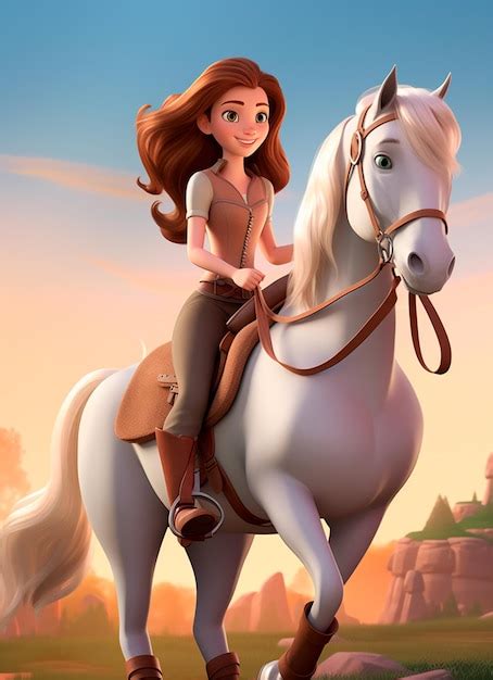 Premium AI Image | a beautiful princess riding on a cute horse