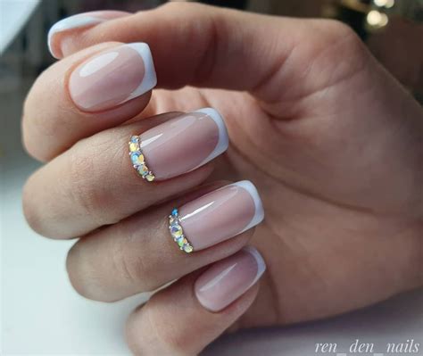 Френч ногти нюд стразы | Nails, Photo and video, Style