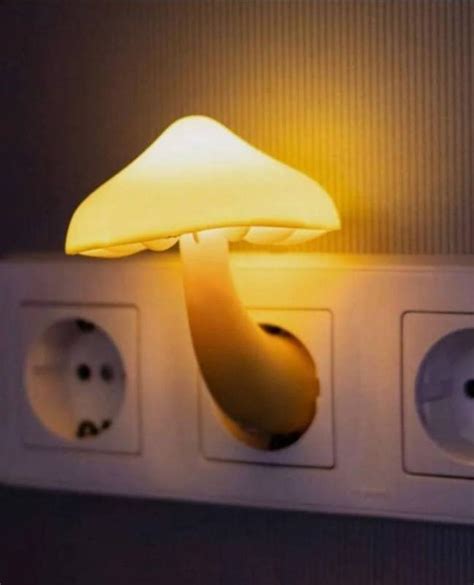 Светодиодный ночник гриб led лампа ночник грибочек с датчиком освещения ...