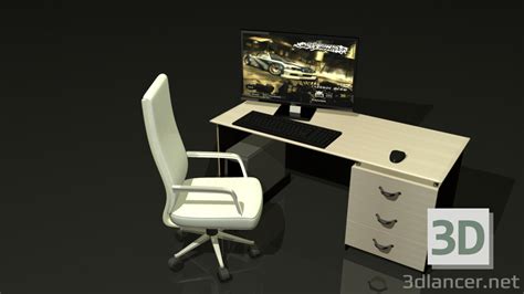3d модель Компьютерный стол и стул с роликом | 27990 | 3dlancer.net