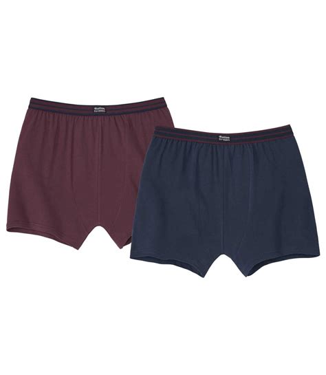 Pack of 2 Men's Stretch Comfort Boxer Shorts - Plum Navy | Atlas For Men