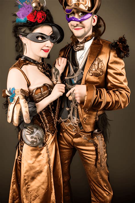 Beautiful Steampunk Mardi Gras Couple · Creative Fabrica