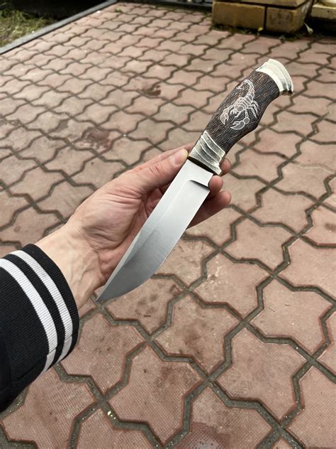 Нож «Леший"сталь S390, рукоять Ironwood, ручная резьба по дереву ...