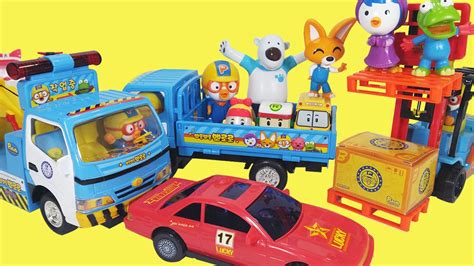 뽀로로 폴리 씽씽 트럭 지게차 견인차 중장비 서프라이즈 박스 장난감 Pororo Truck Surprise box Toys ...
