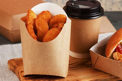Большой бумажный контейнер для для картофеля фри Kraft 130х120х50 мм
