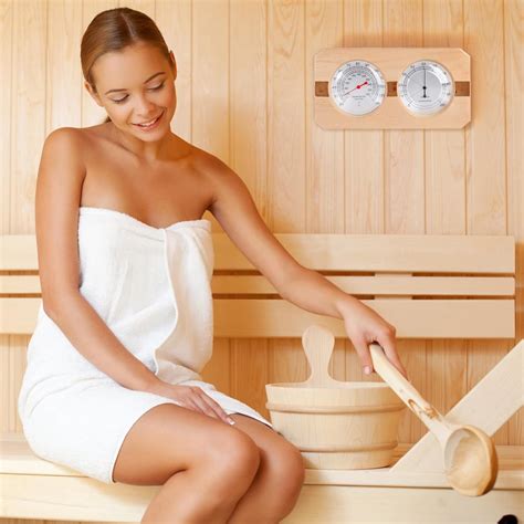 MIFXIN Madera Sauna Hygrothermograph 2 en 1 Termómetro Doble Dial ...