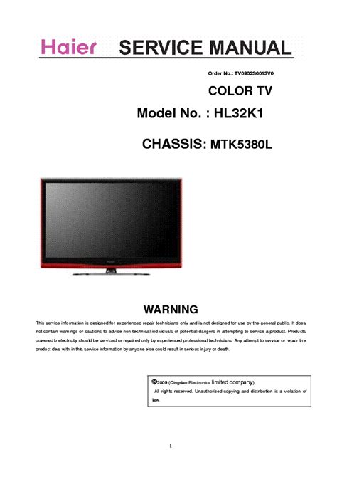 HAIER HL32K1 CH MTK5380L Service Manual download, schematics, eeprom ...