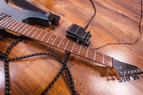 Black Electric Guitar with Equipment Stock Image - Image of pedals ...