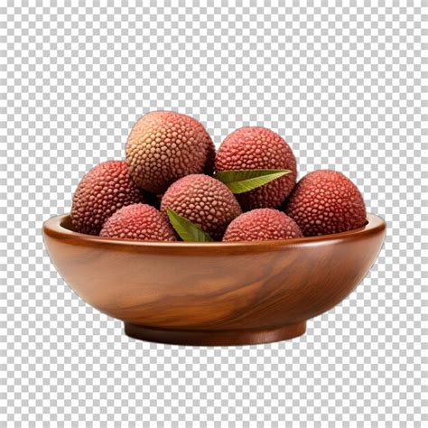 Деревянная миска с фруктами дуриана, выделенная на прозрачном фоне ...