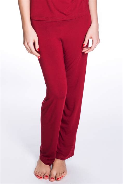 Брюки домашние женские длинные красные ROSE&PETAL HOMEWEAR BOURGOGNE ...