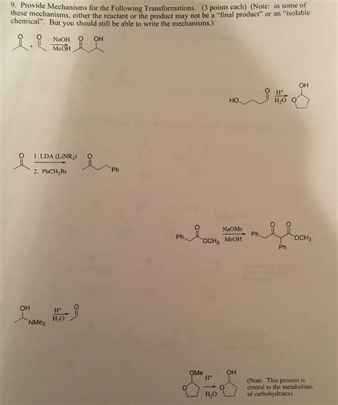Solved Provide Mechanisms for the following Transformations. | Chegg.com