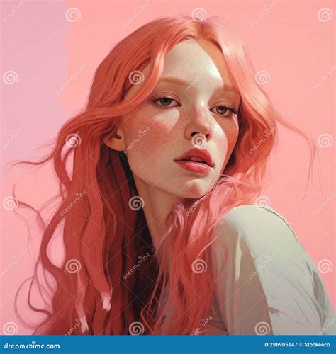 Realistic Hyper-detailed Rendering of a Charming Red-haired Woman Stock ...
