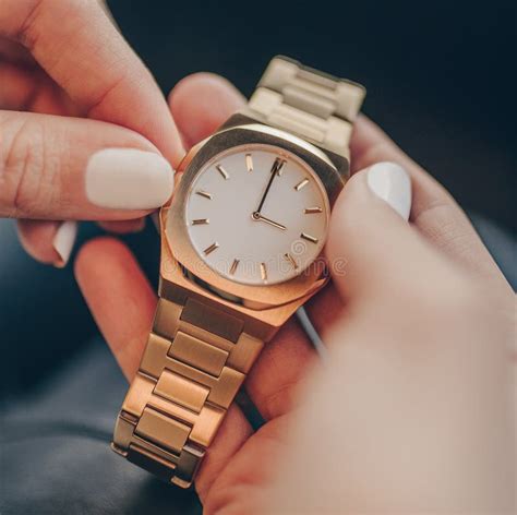 Stylish Elegant Watch on Woman Hand Stock Image - Image of hands ...