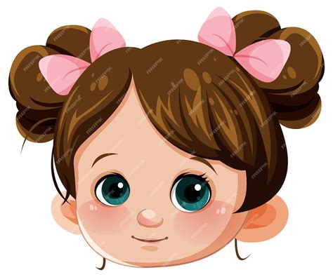 Linda cara de niña con cabello moño | Vector Gratis