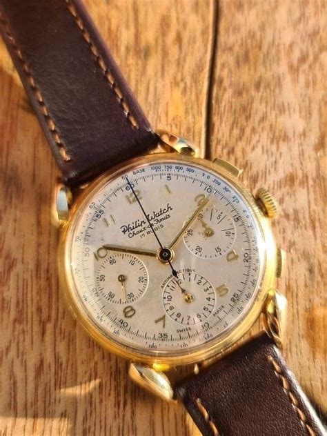 Philip Watch - Oversize Chronograph - Yellow Gold 18K - - Catawiki