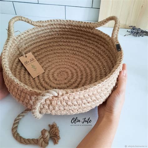 Лежанка для кошки /для питомца, вязаная корзина джут, дом для кота в ...
