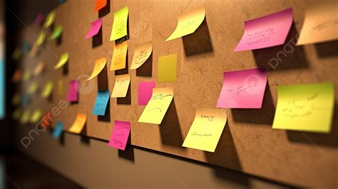 Sticky Noteboard With Post It Notes On The Wall And Floor Background ...