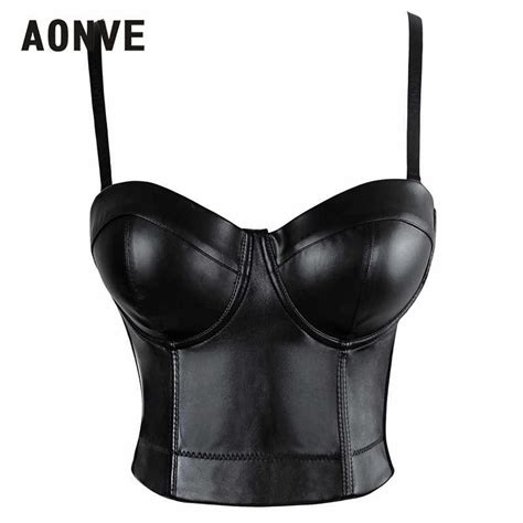 AONVE, Женский корсет в стиле стимпанк, бюстгальтер, топы, кожа, ПУ ...