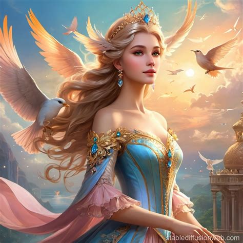 Rococo Fantasy: Bird Princess | Stable Diffusion Online