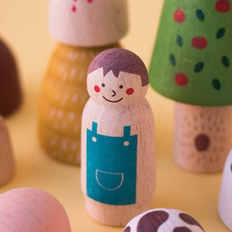 Wooden world farm by Londji: mini wooden world, symbolic play