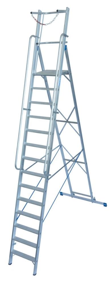 KRAUSE Stabilo drabina z platformą i barierkami 14 stopni + rolki - 127587